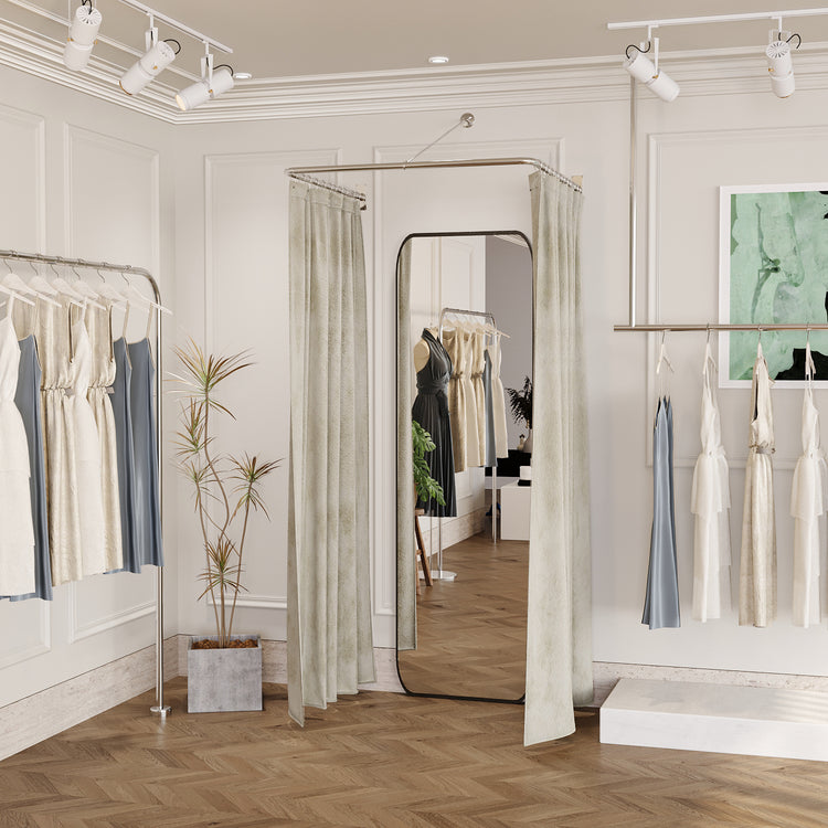 Naiture Fitting Room for Clothing Store, Changing Room Curtain Rod Use ...