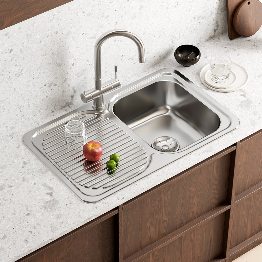 Naiture Drop-In Kitchen Sink, Rectangular Single Bowl Top Mount Sink ...
