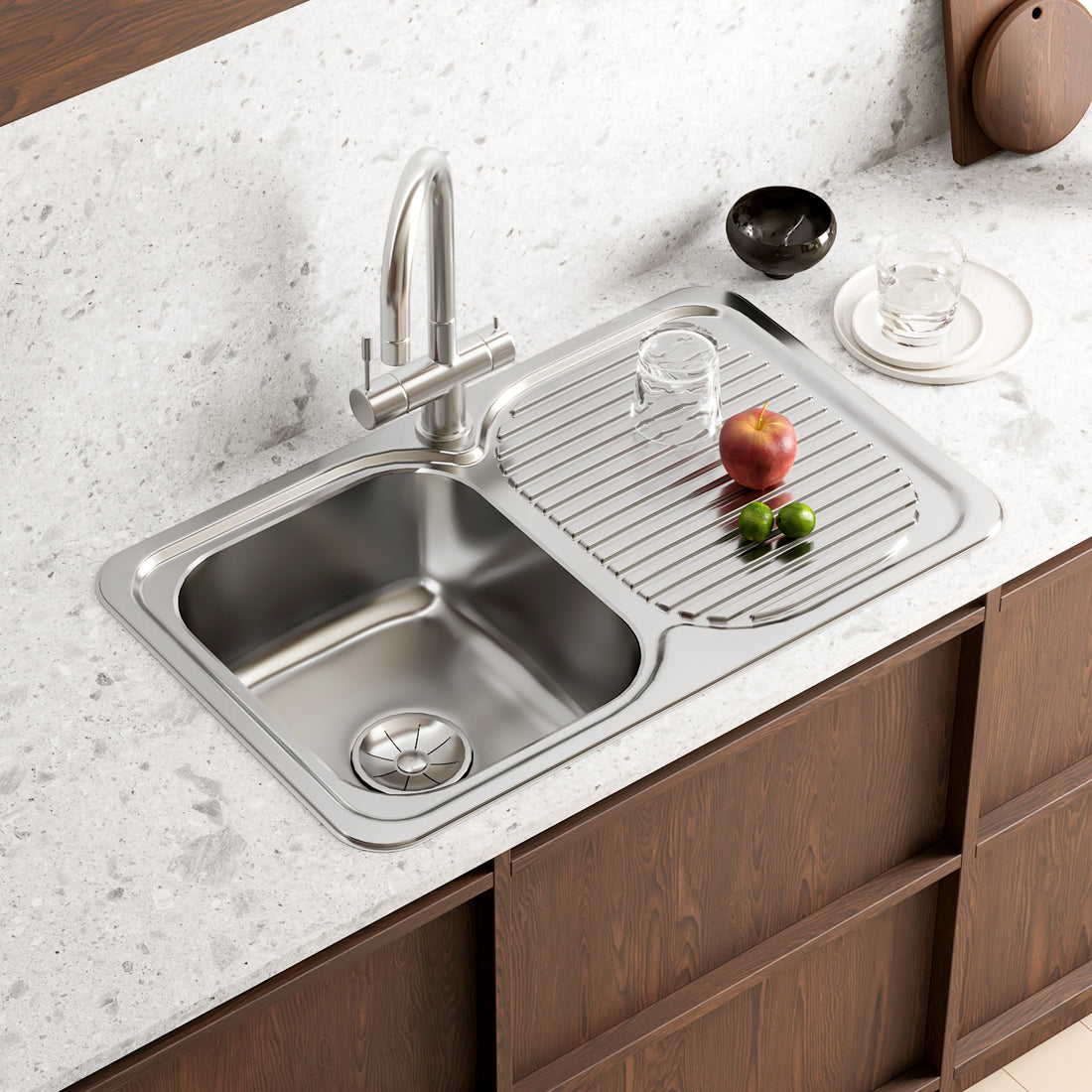Naiture Drop-In Kitchen Sink, Rectangular Single Bowl Top Mount Sink ...